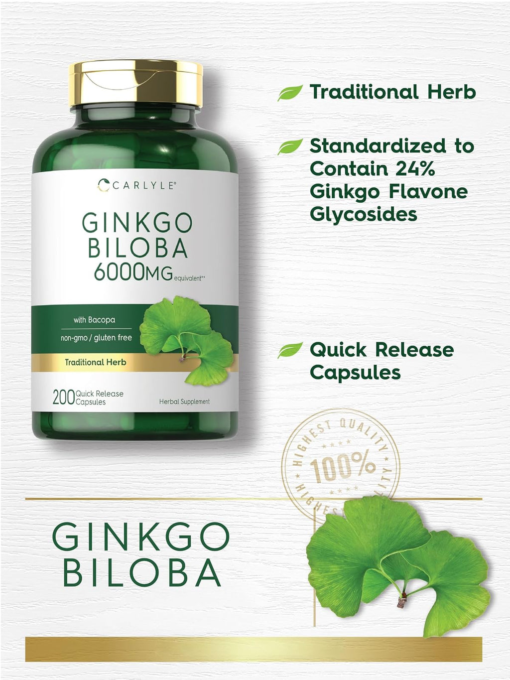 Carlyle ginkgo biloba herbal capsules