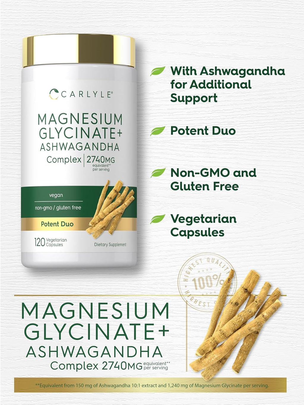 Carlyle magnesium bisglycinate for muscle support