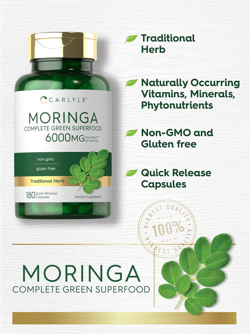Carlyle Moringa capsules for energy support