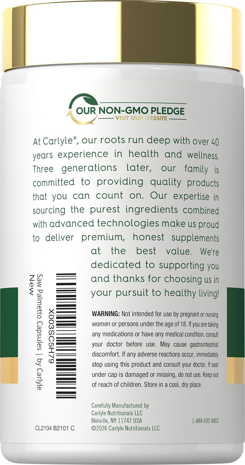 Carlyle saw palmetto for prostate support