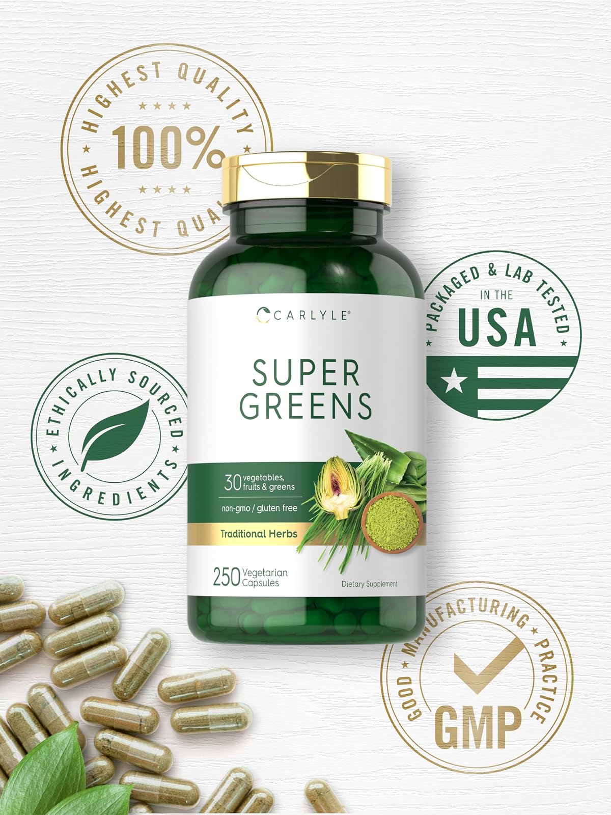 Carlyle Super Greens multivitamin for seniors