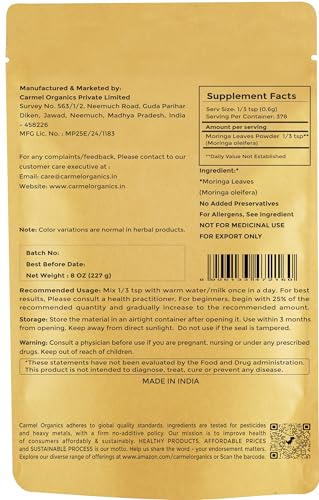 CARMEL ORGANICS organic moringa for wellness