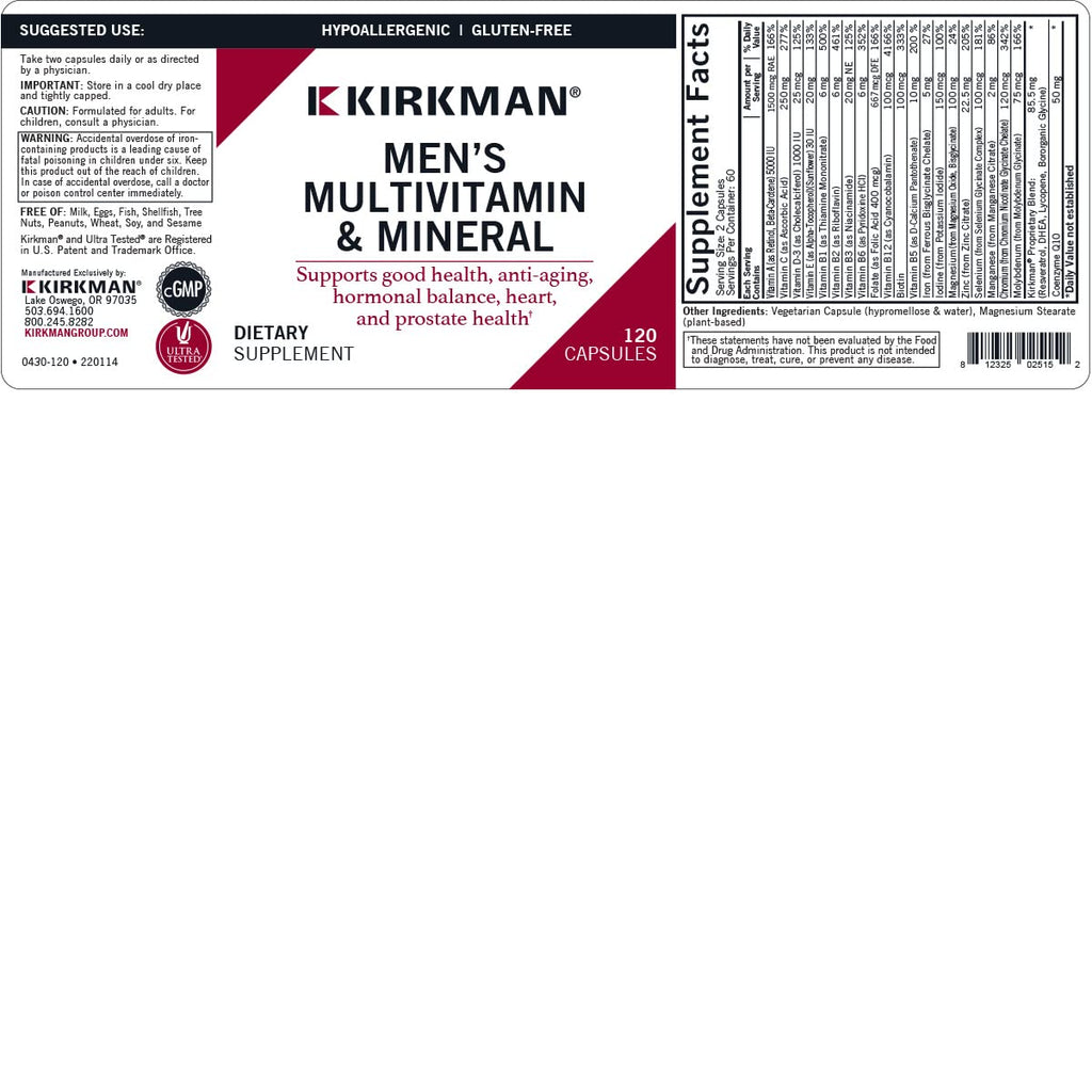 Casein free blended vitamin supplements for men