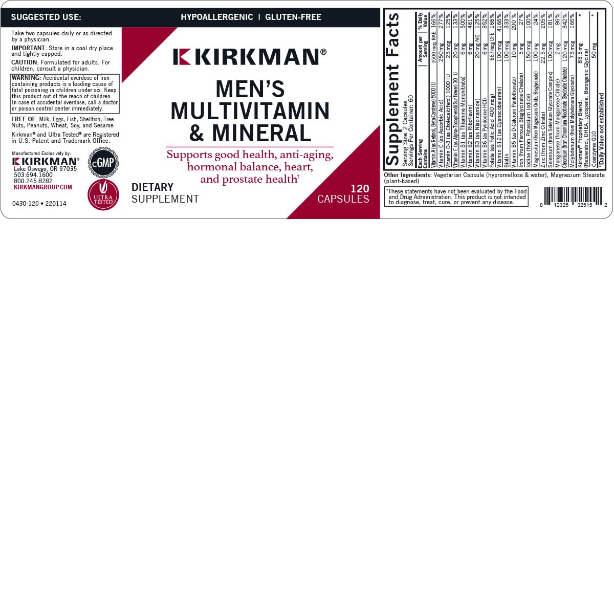 Casein free blended vitamin supplements for men