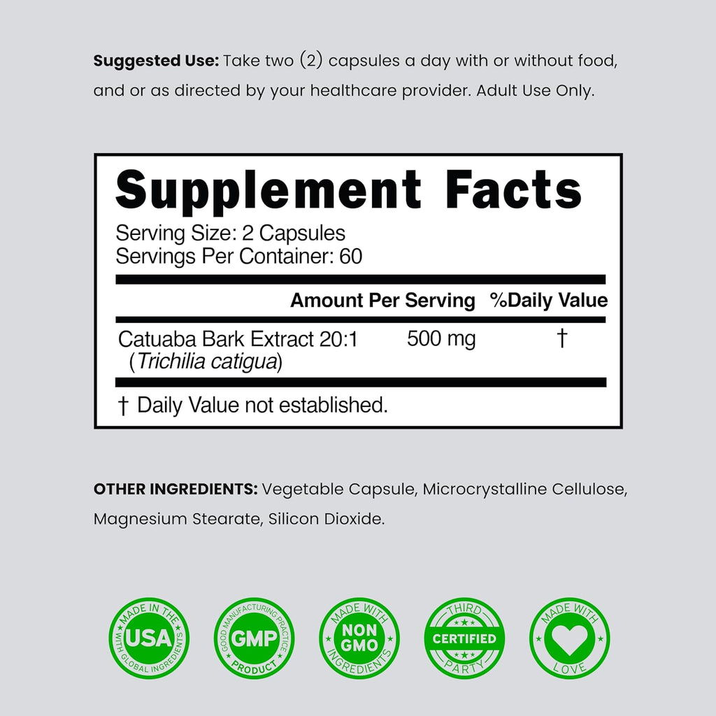 Catuaba capsules for improved mood support