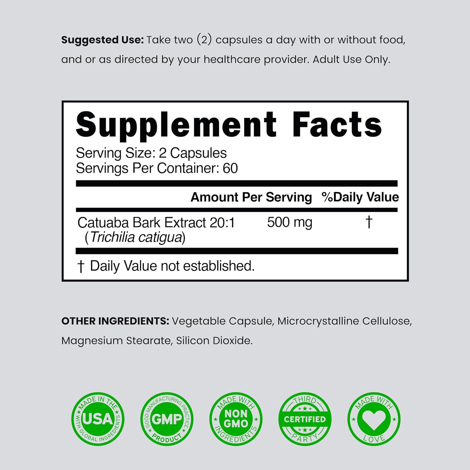 Catuaba capsules for improved mood support