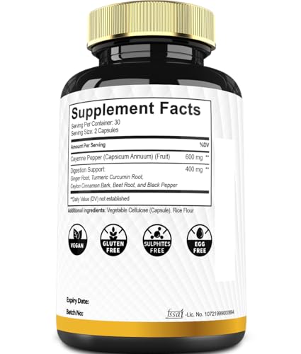 Cayenne capsules for digestive comfort