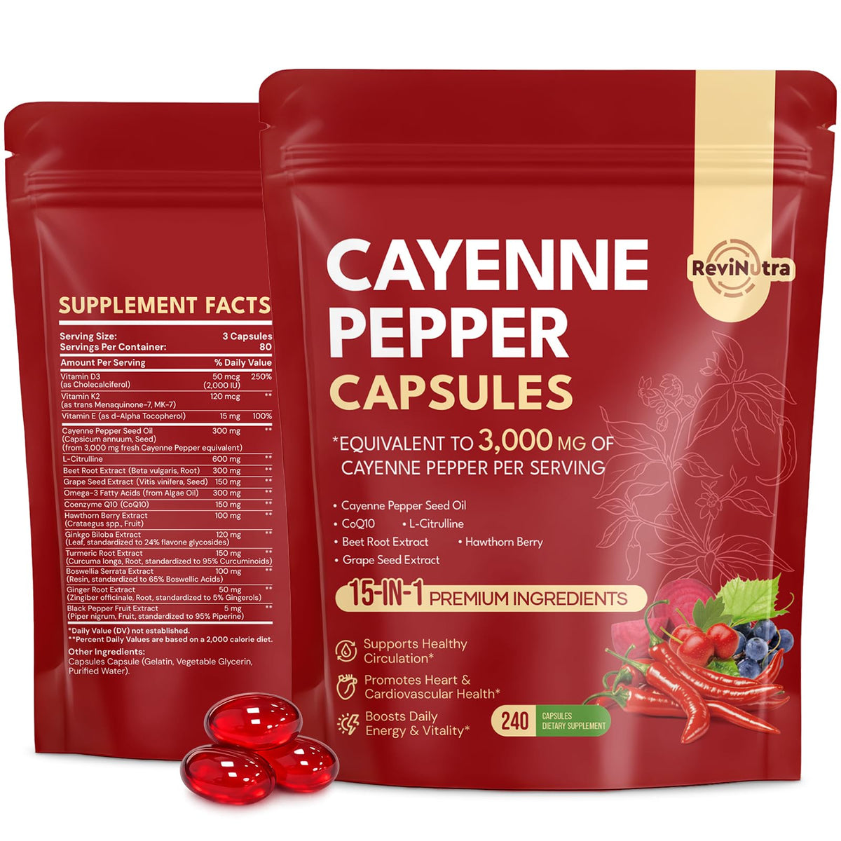 Cayenne pepper capsules for wellness