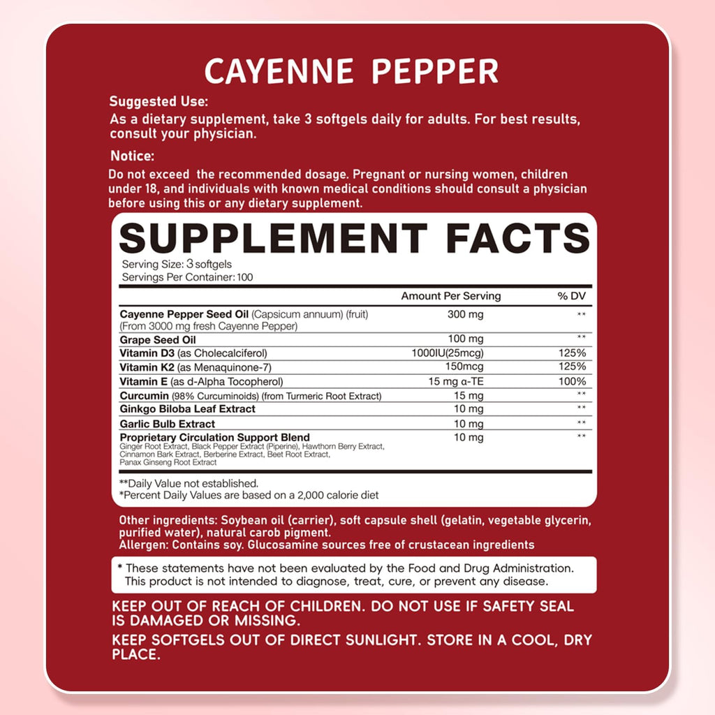 Cayenne pepper softgels for overall wellness