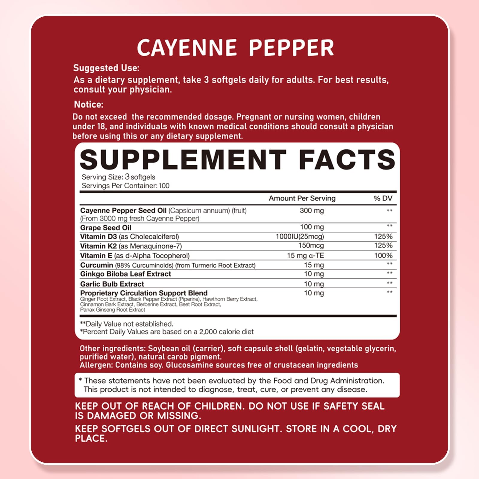Cayenne pepper softgels for overall wellness