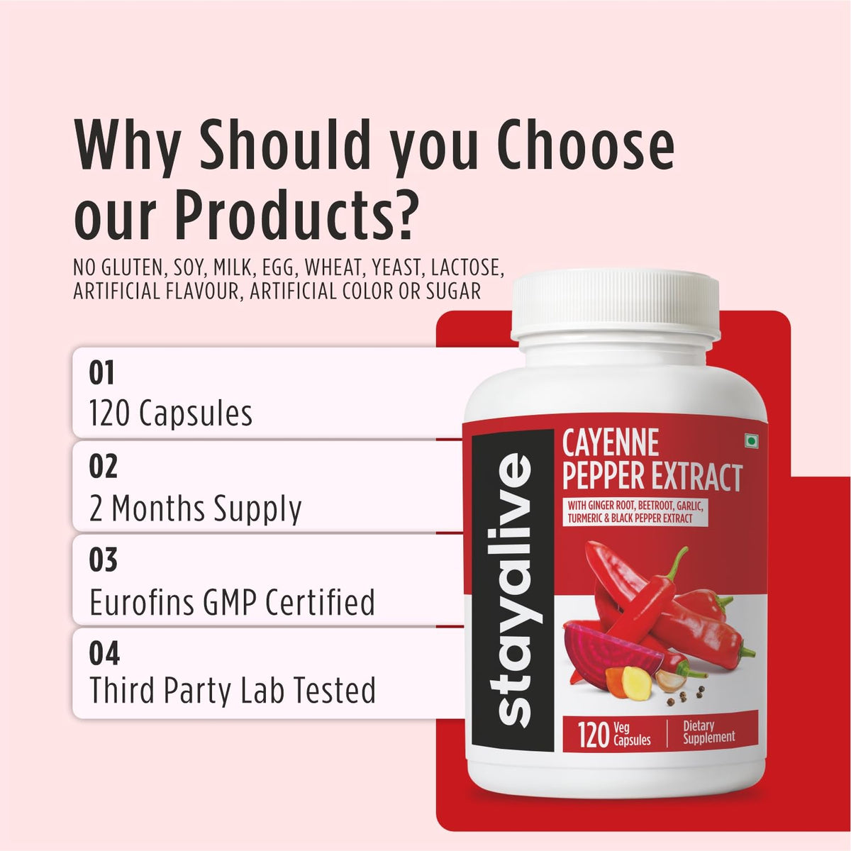 Cayenne pepper supplement for heart health