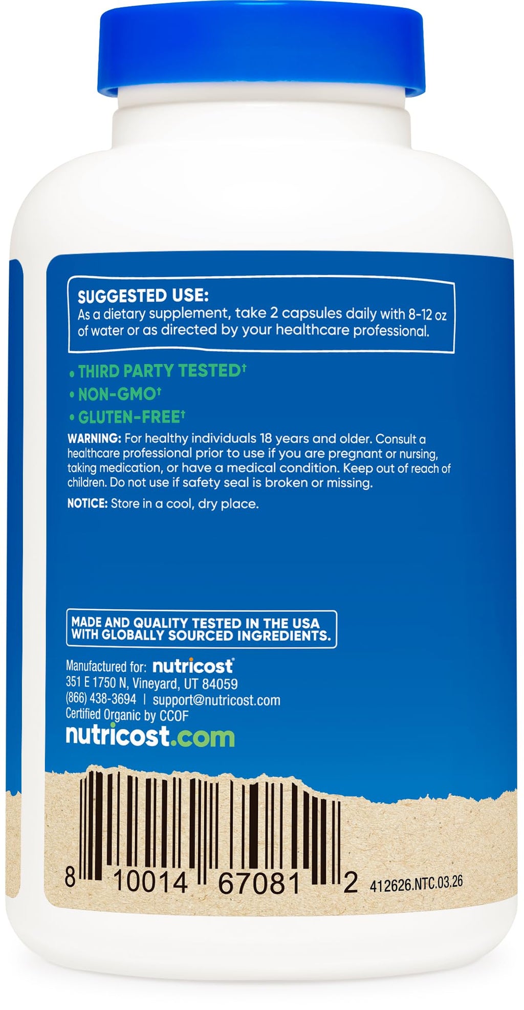 CCOF certified organic mushroom capsules