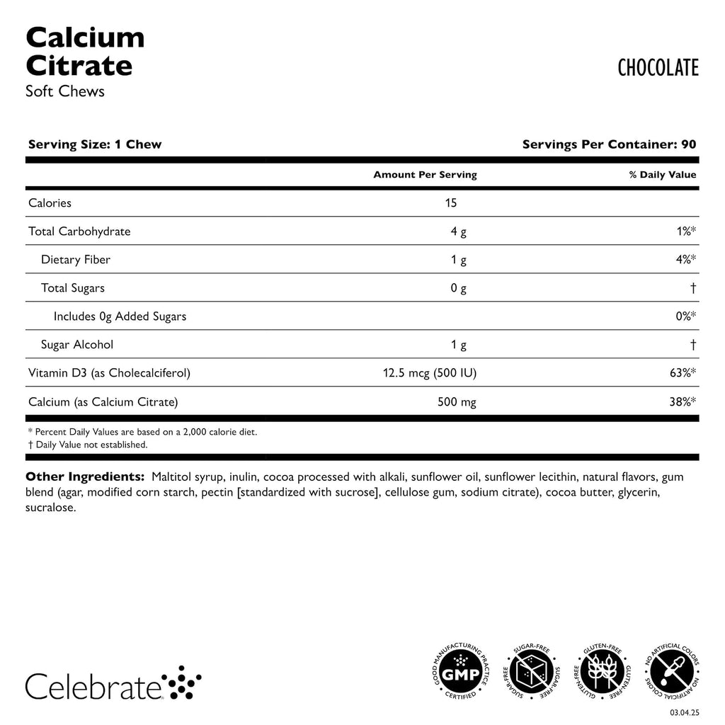 Celebrate calcium chews for bariatric support