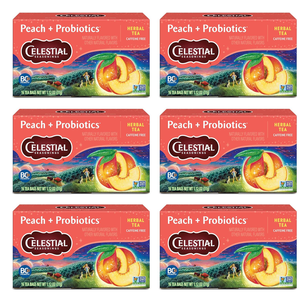 Celestial Seasonings peach herbal tea bags