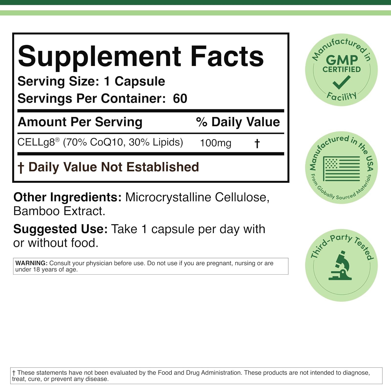CELLg8 coq10 for heart health