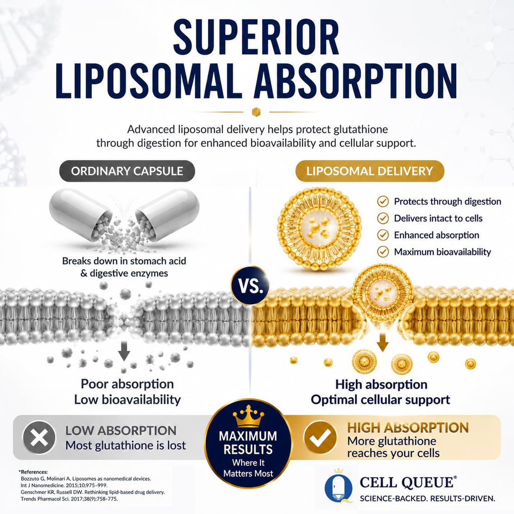Cellqueue Glutathione antioxidant benefits