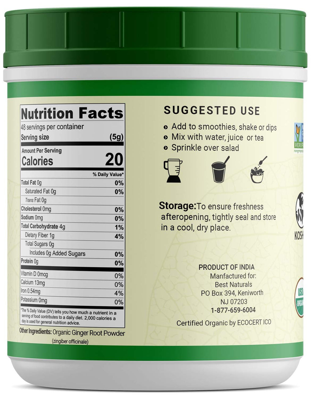 certified organic ginger for wellness