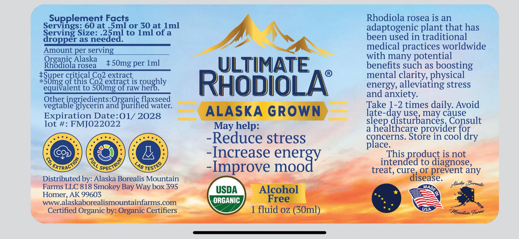 Certified organic Rhodiola rosea extract