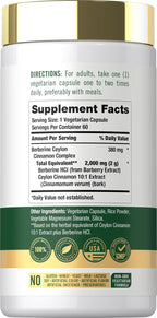 Ceylon cinnamon and berberine capsules