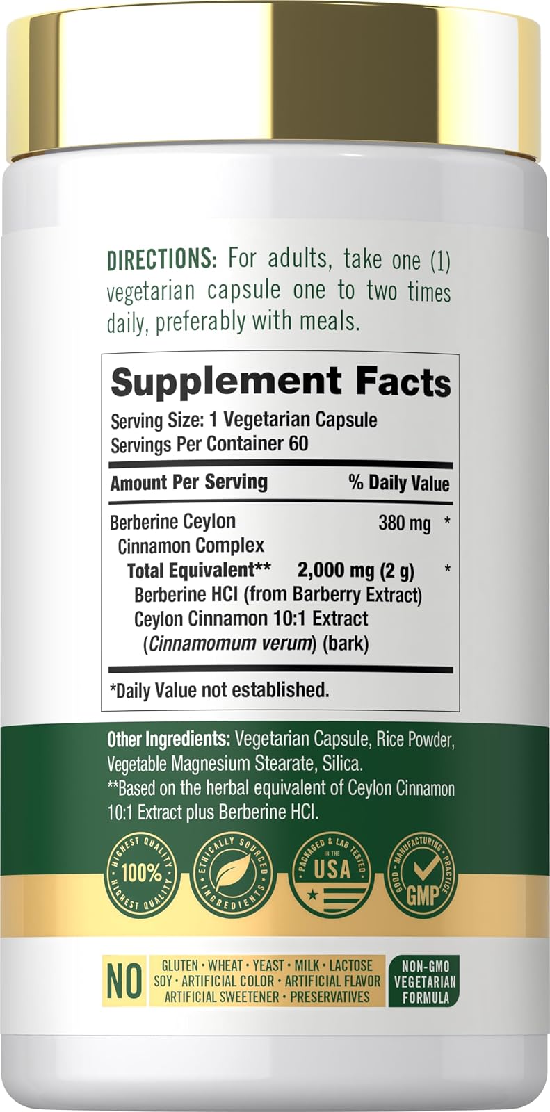 Ceylon cinnamon and berberine capsules