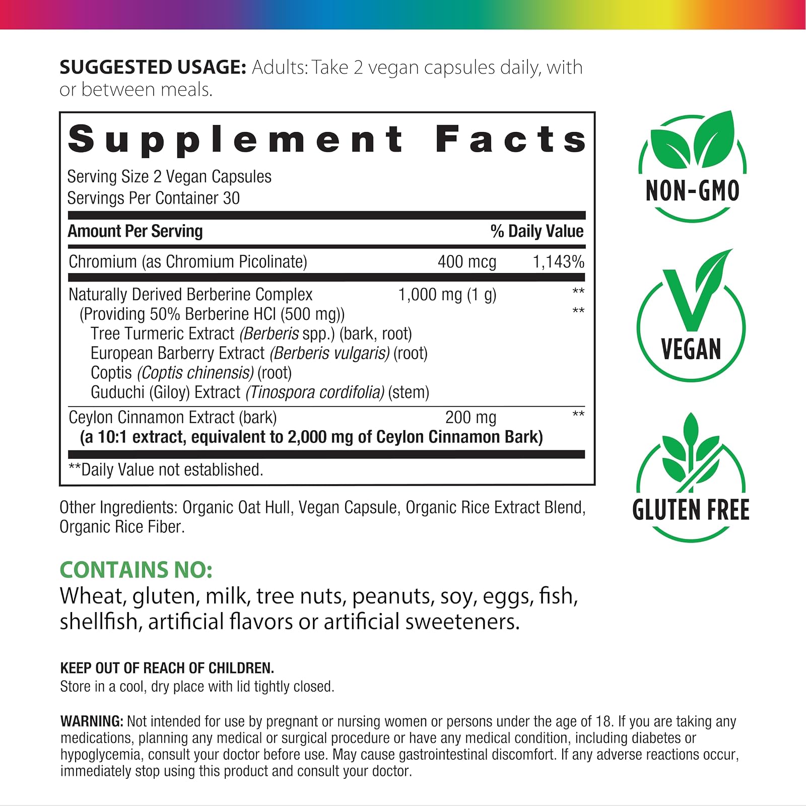 Ceylon cinnamon and berberine capsules