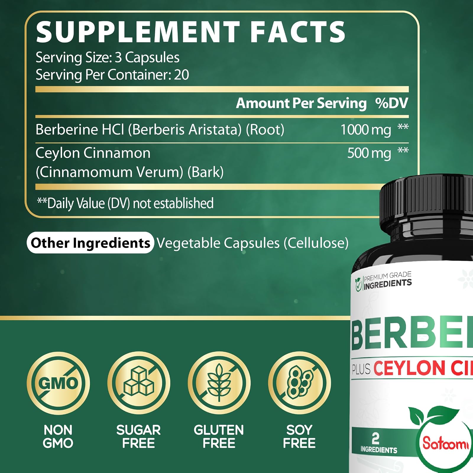 Ceylon cinnamon and berberine capsules