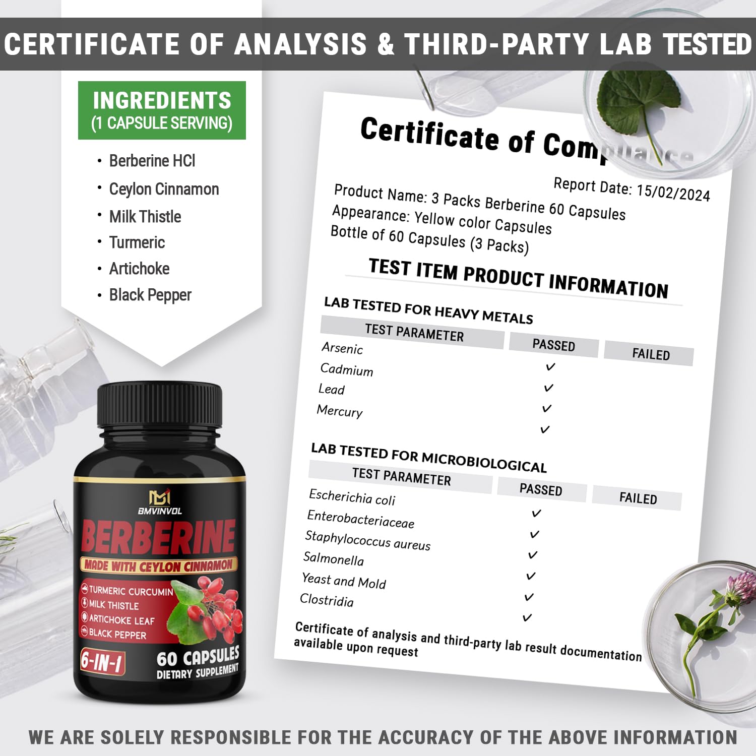 Ceylon cinnamon and berberine capsules