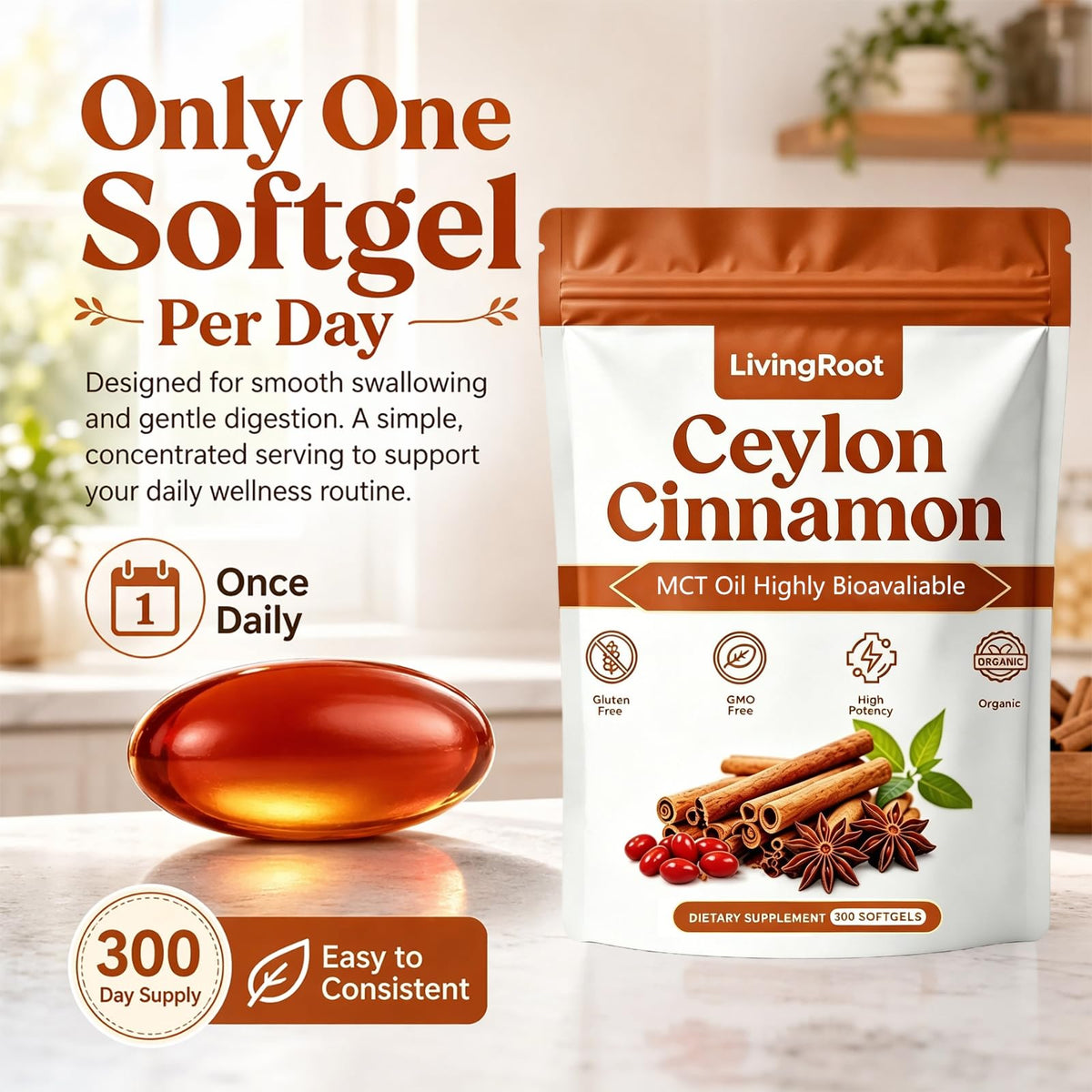 Ceylon cinnamon capsules for daily use