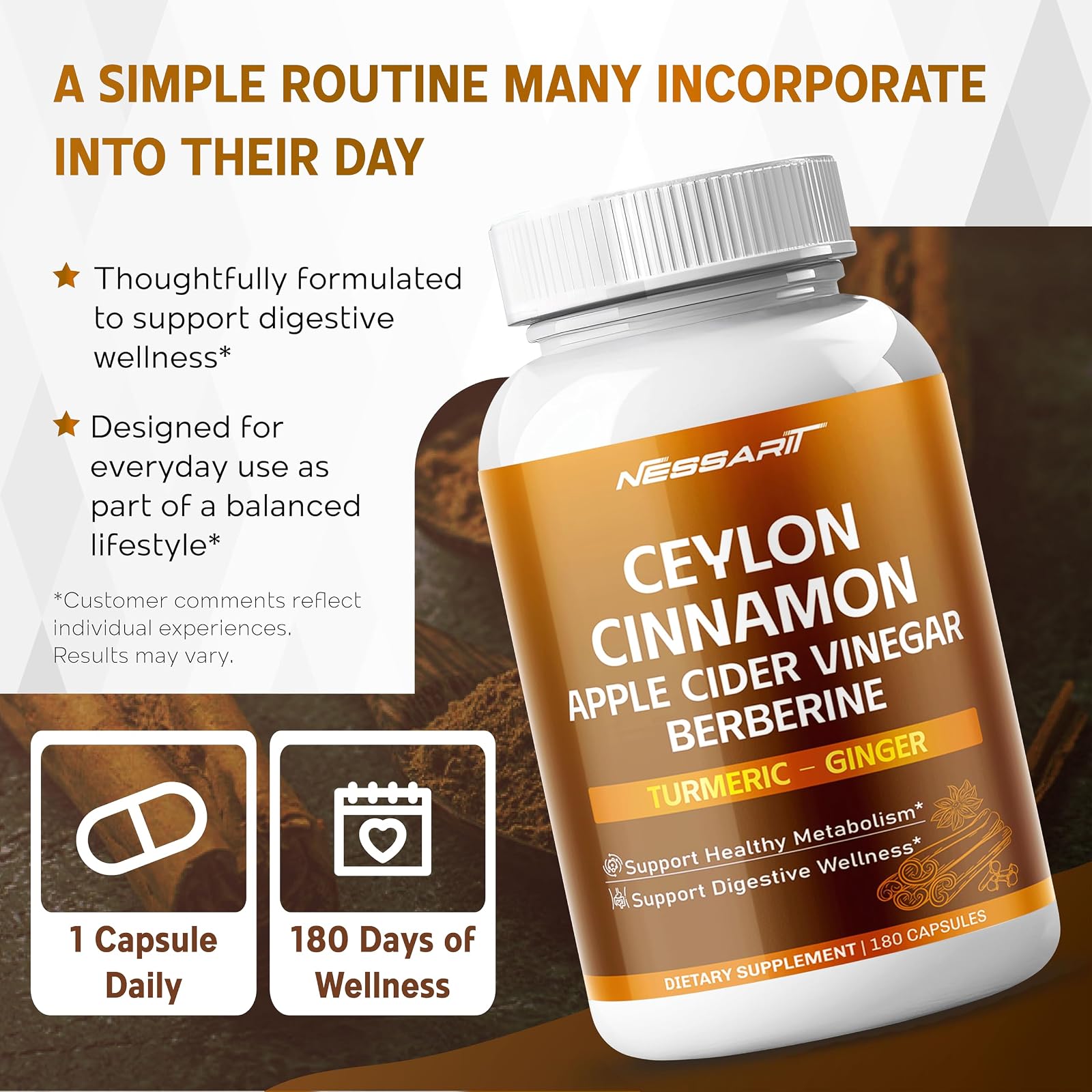 Ceylon cinnamon capsules for healthy metabolism