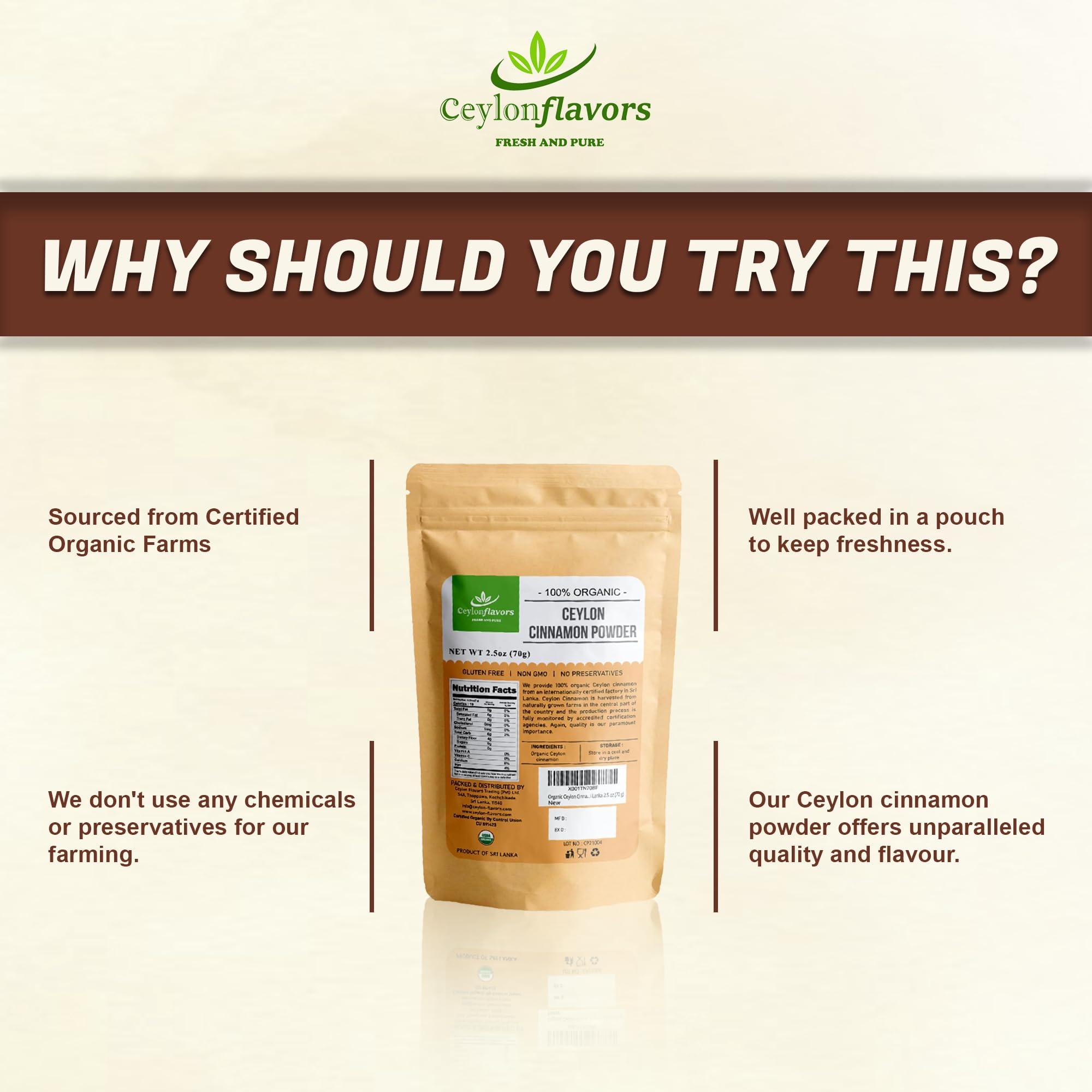 Ceylon cinnamon powder for spiced beverages
