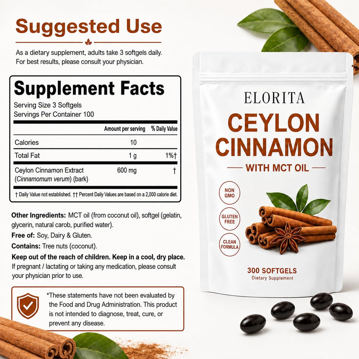 Ceylon cinnamon softgels for metabolism