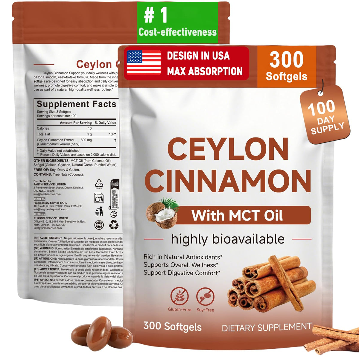 Ceylon cinnamon softgels with MCT oil