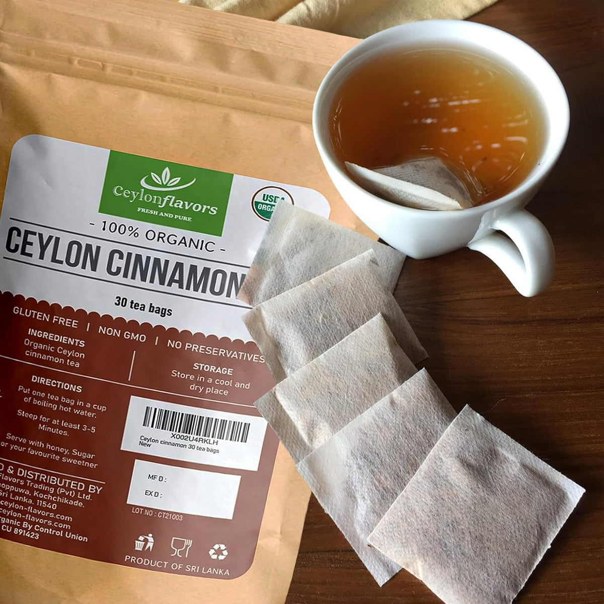 Ceylon cinnamon tea bags for wellness