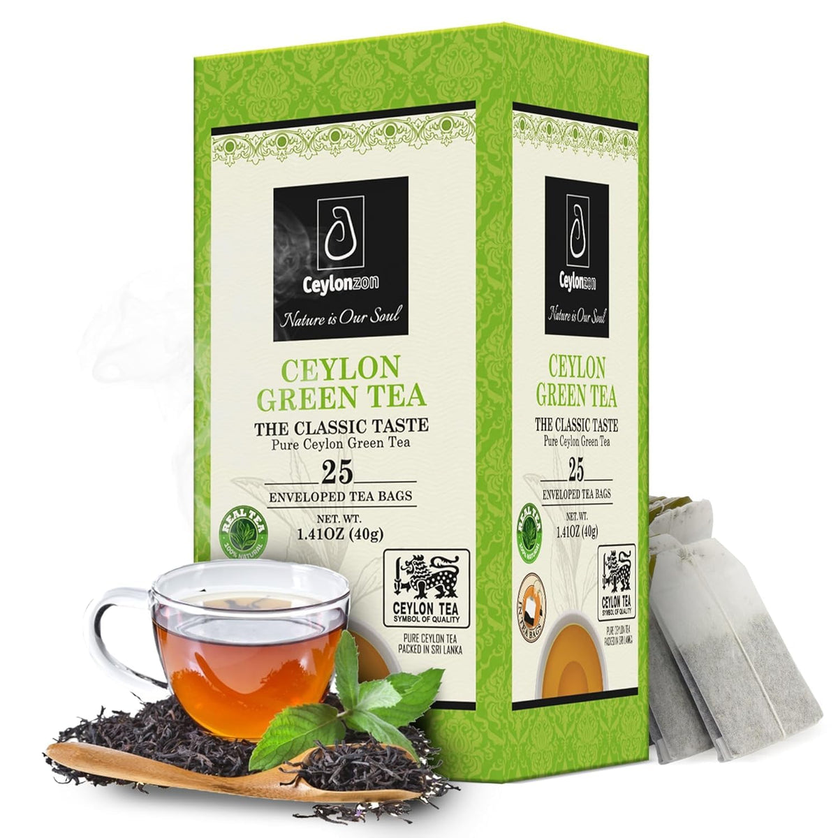 Ceylon green tea bags 25 count