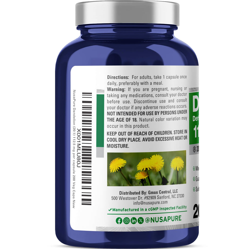 cGMP certified dandelion root formula