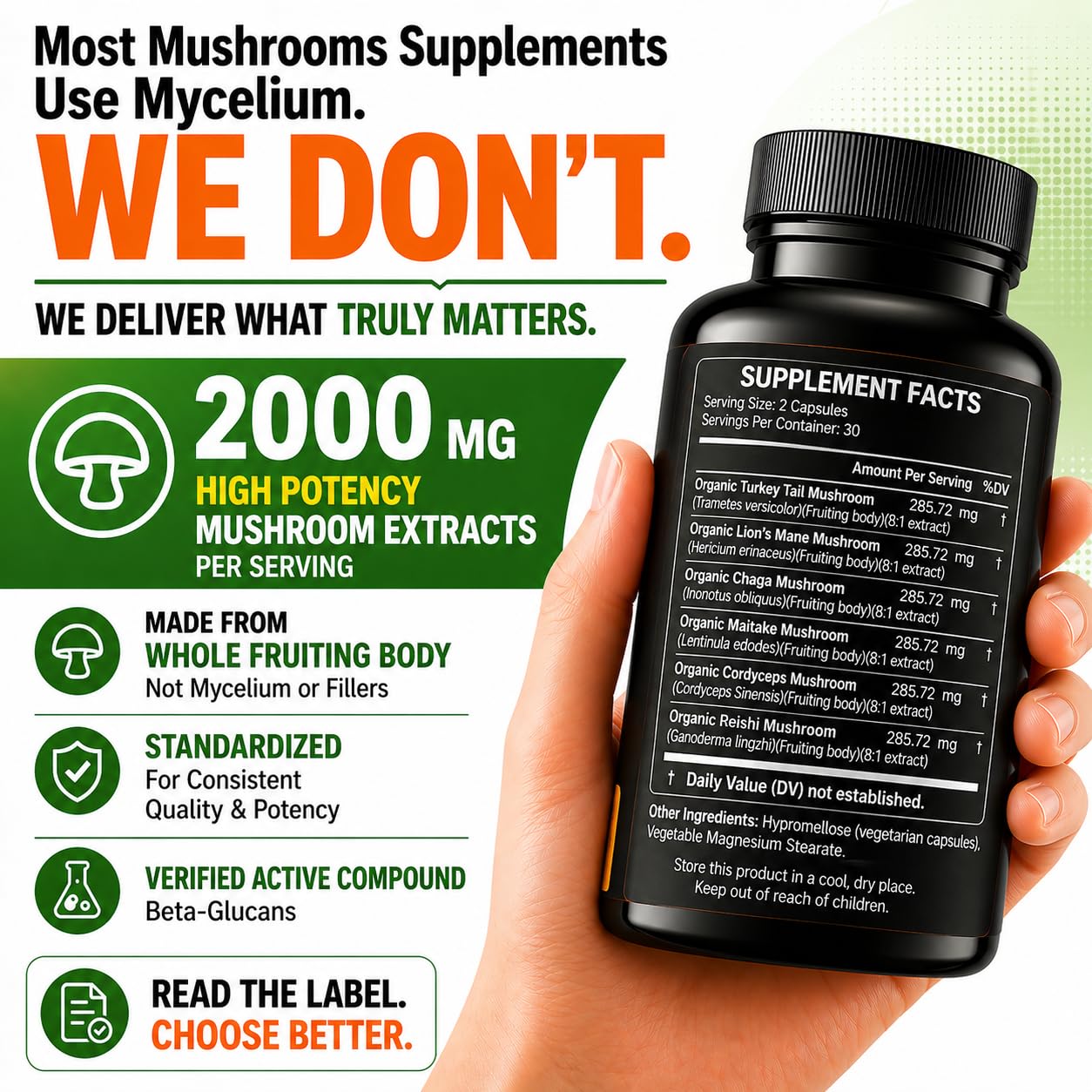 Chaga mushroom capsules for wellness