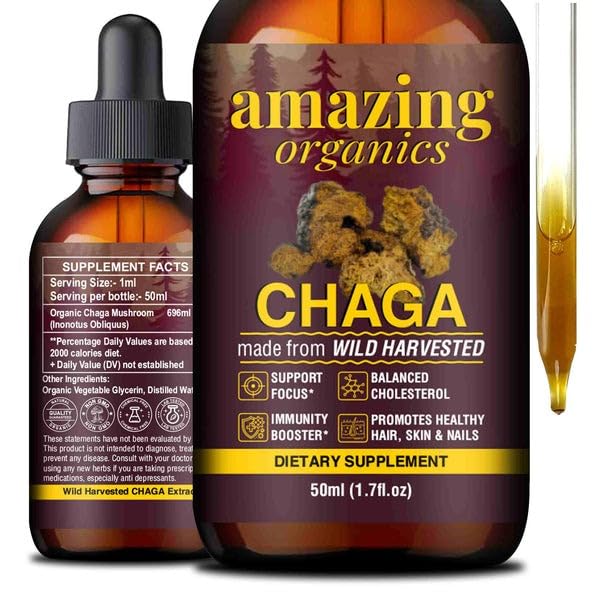 Chaga mushroom drops for wellness