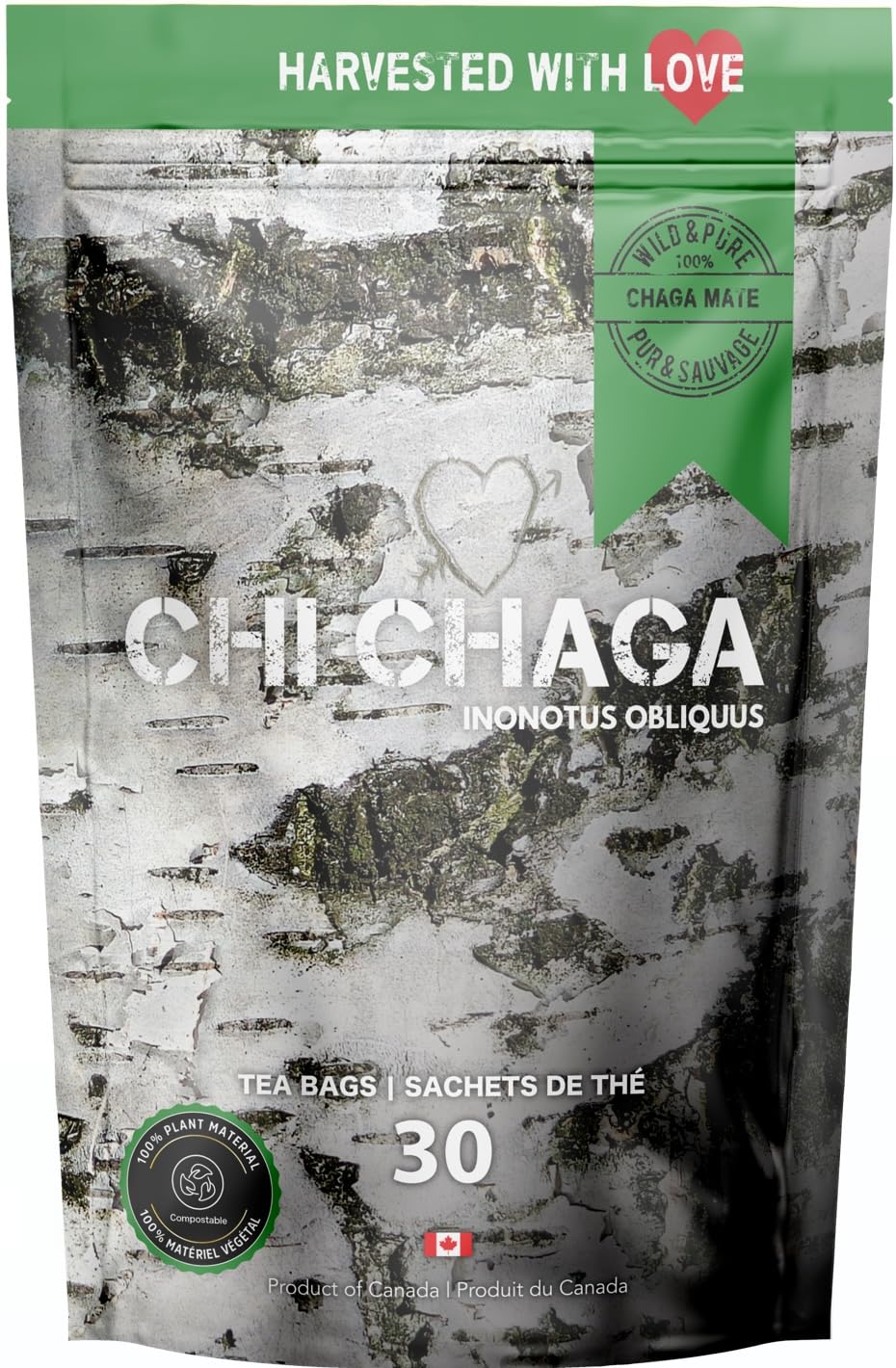 Chaga mushroom herbal tea bags