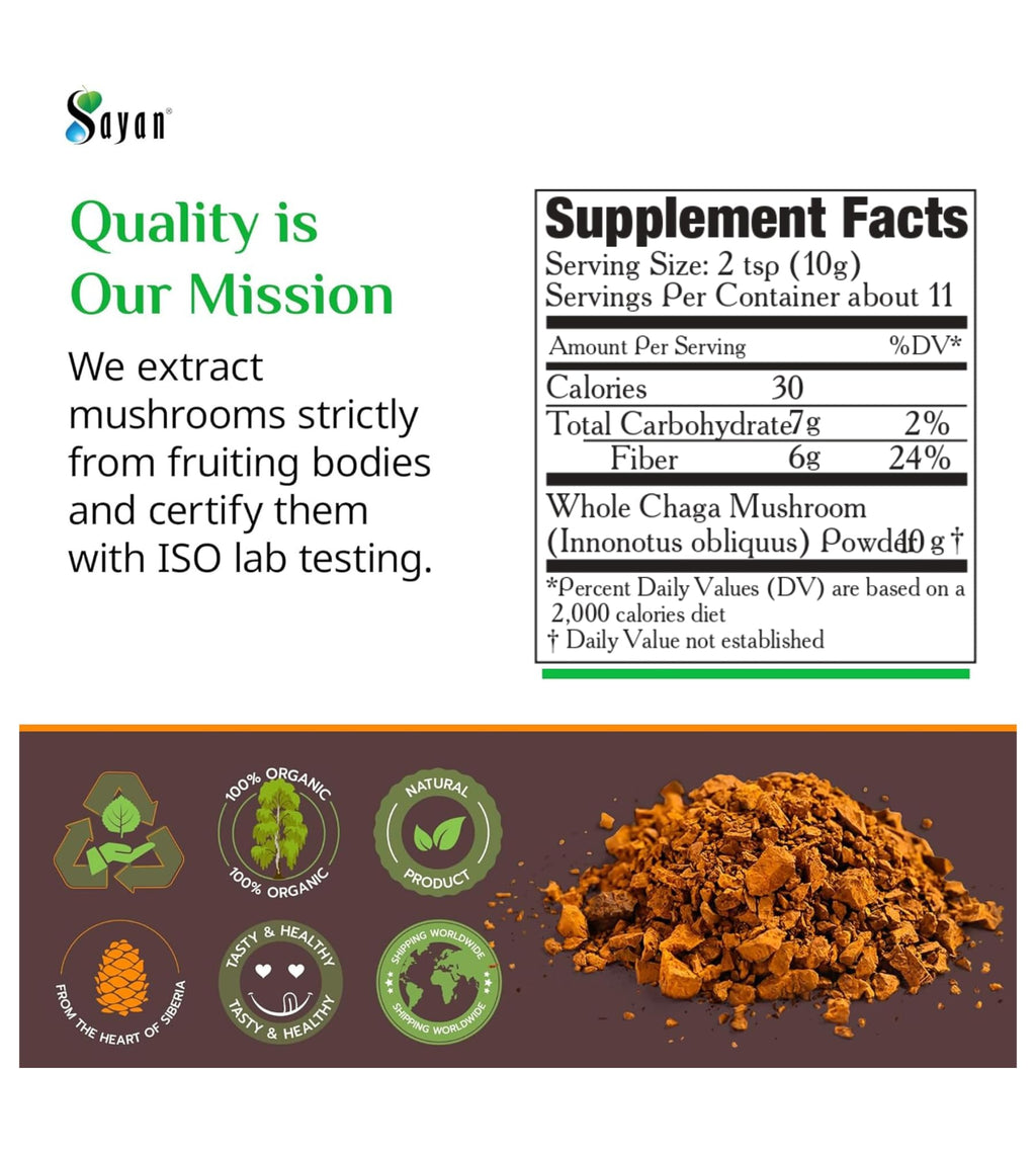Chaga powder for enhancing vitality