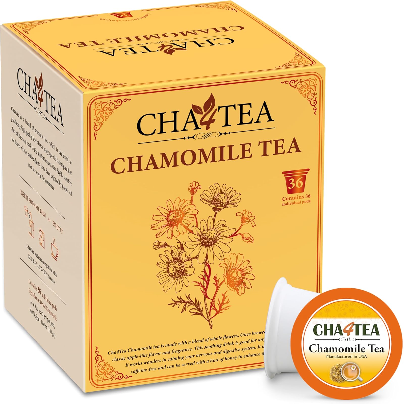 Chamomile herbal tea pods