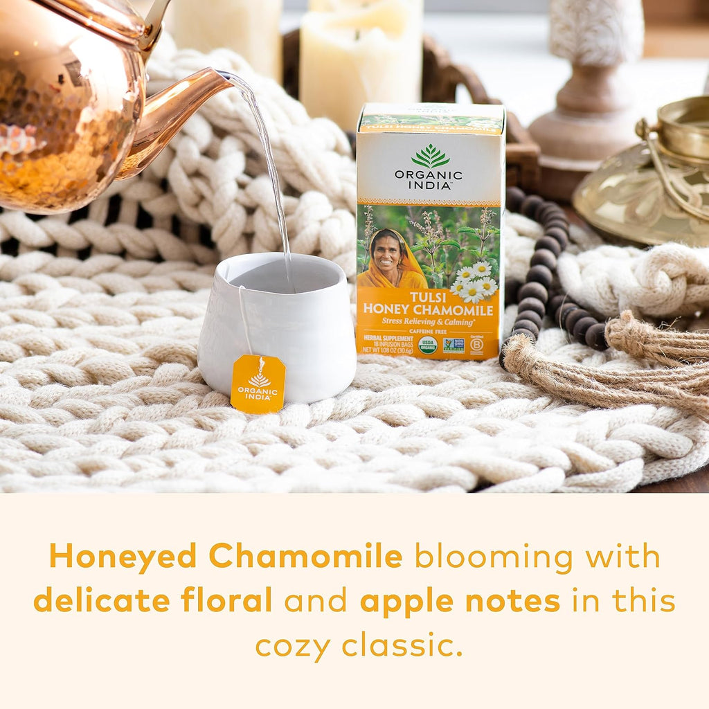 Chamomile tea with soothing tulsi