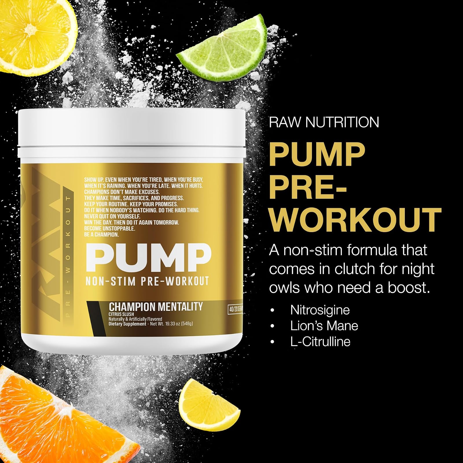Champion Mentality pre workout for focus
