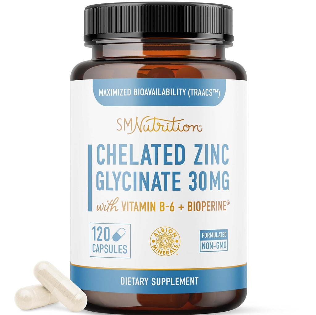 Chelated zinc glycinate supplement capsules