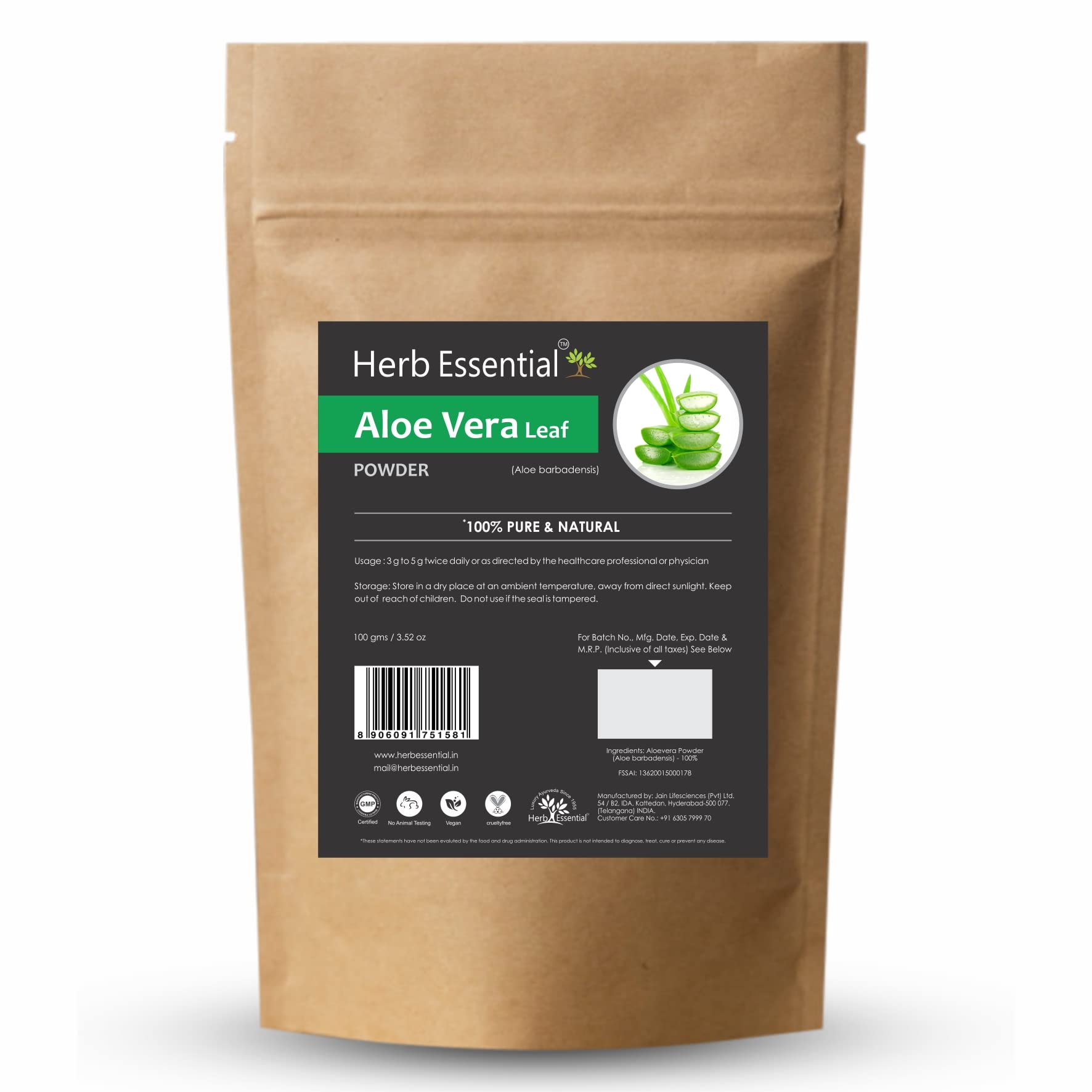 chemical-free aloe barbadensis powder
