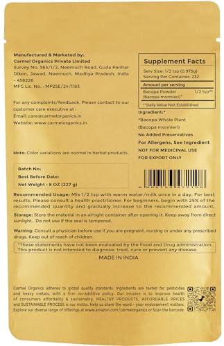 chemical free bacopa monnieri herbal powder