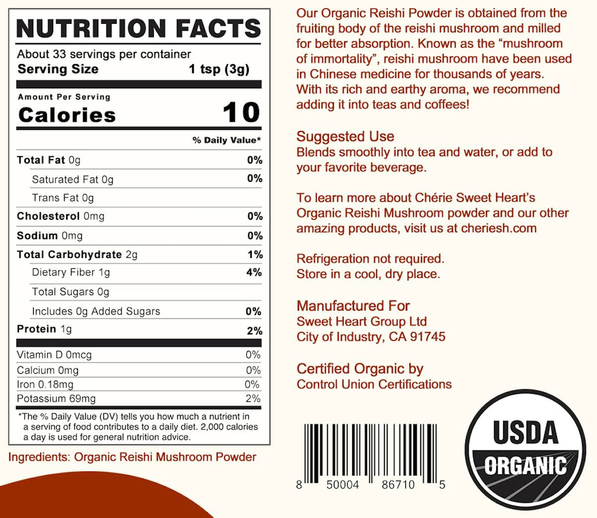 Cherie Sweet Heart reishi powder uses