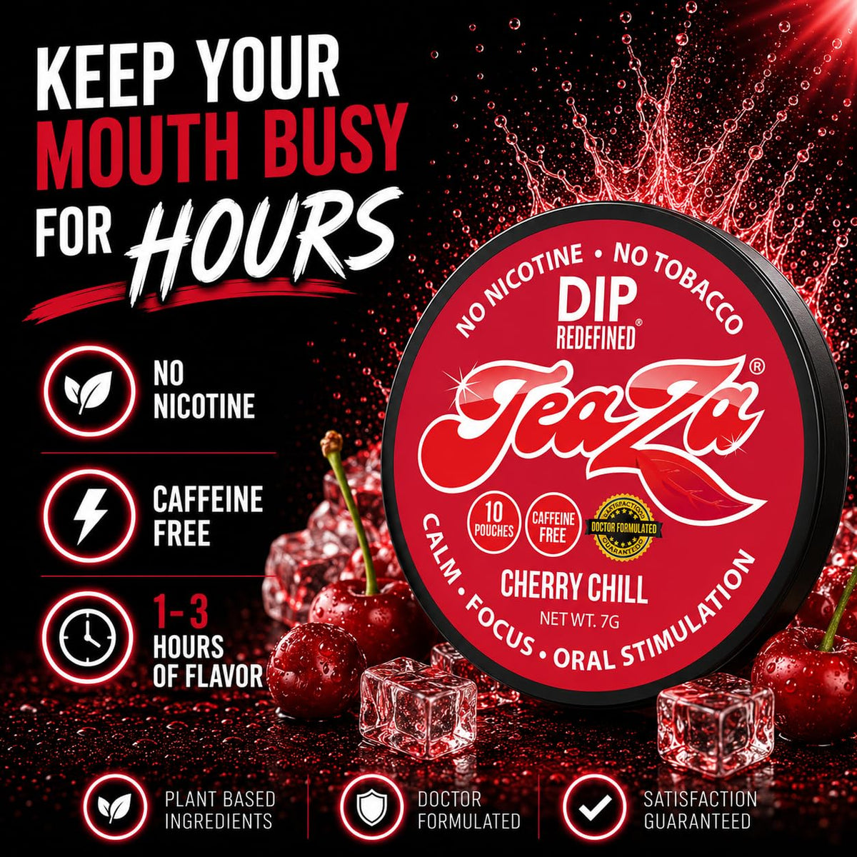 Cherry Chill TeaZa pouches boost energy