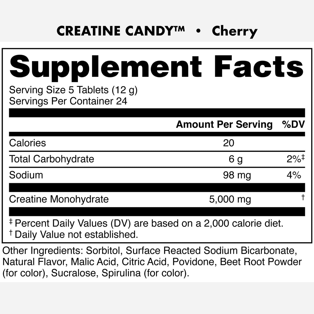 Cherry flavoured creatine supplement