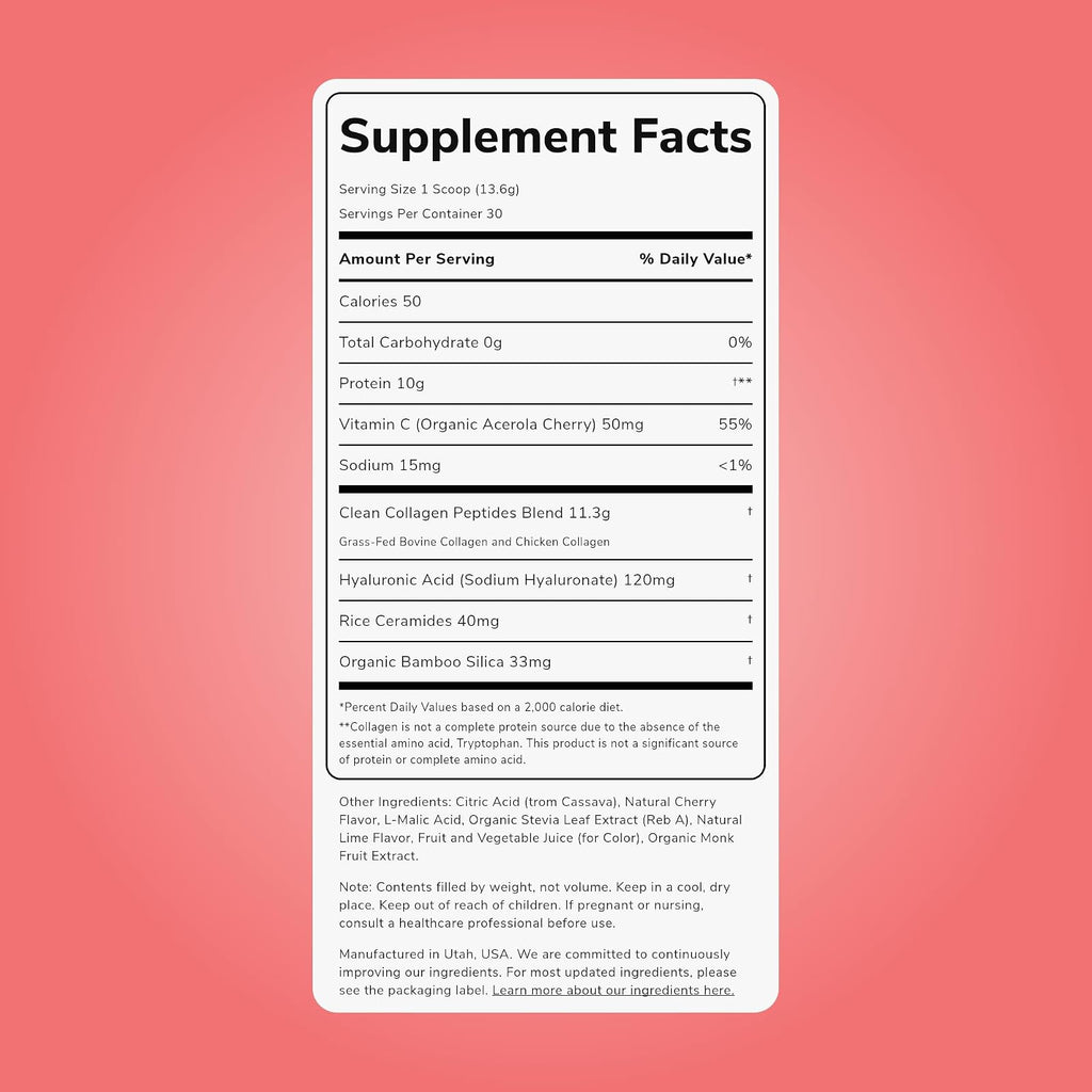 Cherry ice collagen peptides supplement