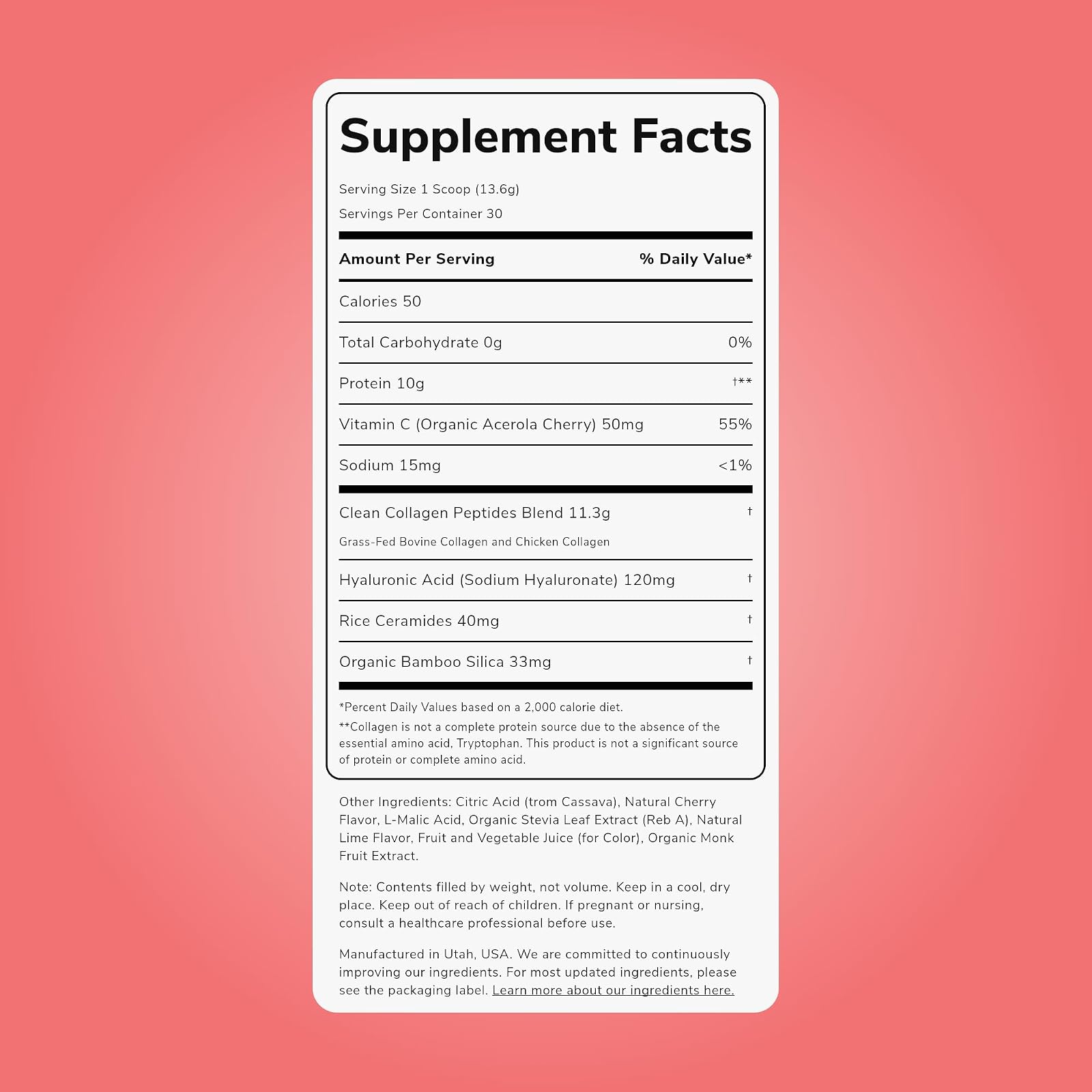 Cherry ice collagen peptides supplement